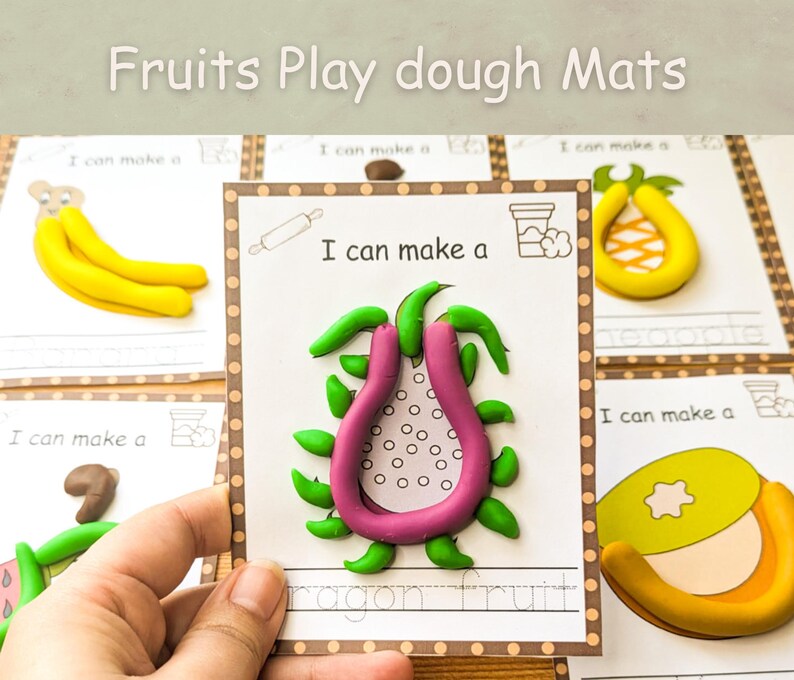 Fruits Play Dough Mats Printable, Preschool Kindergarten Pre-k Learning ...