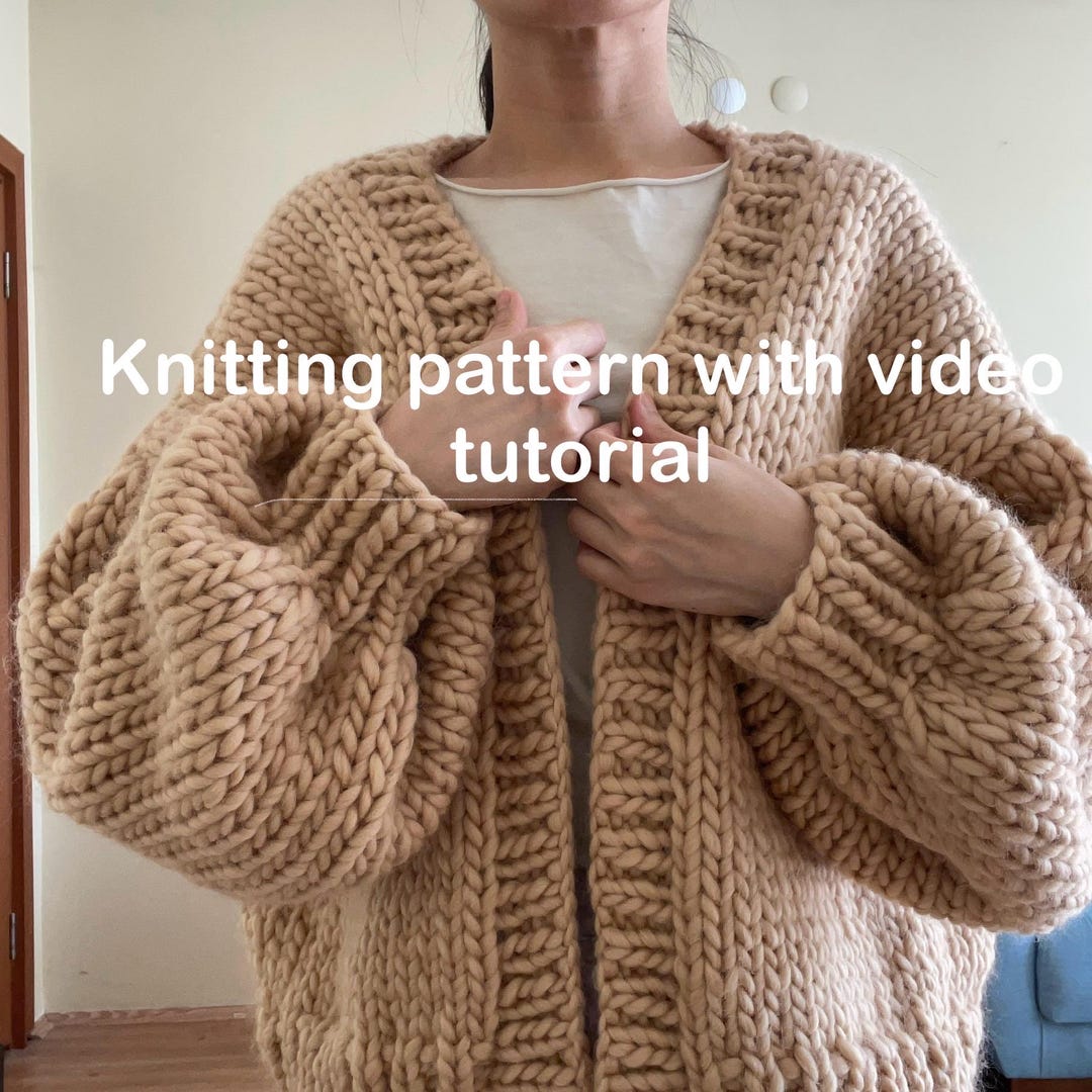 Knitting Pattern, Oversized Chunky Cardigan, Beginner Friendly Knitting Pattern, Knit Pattern ...