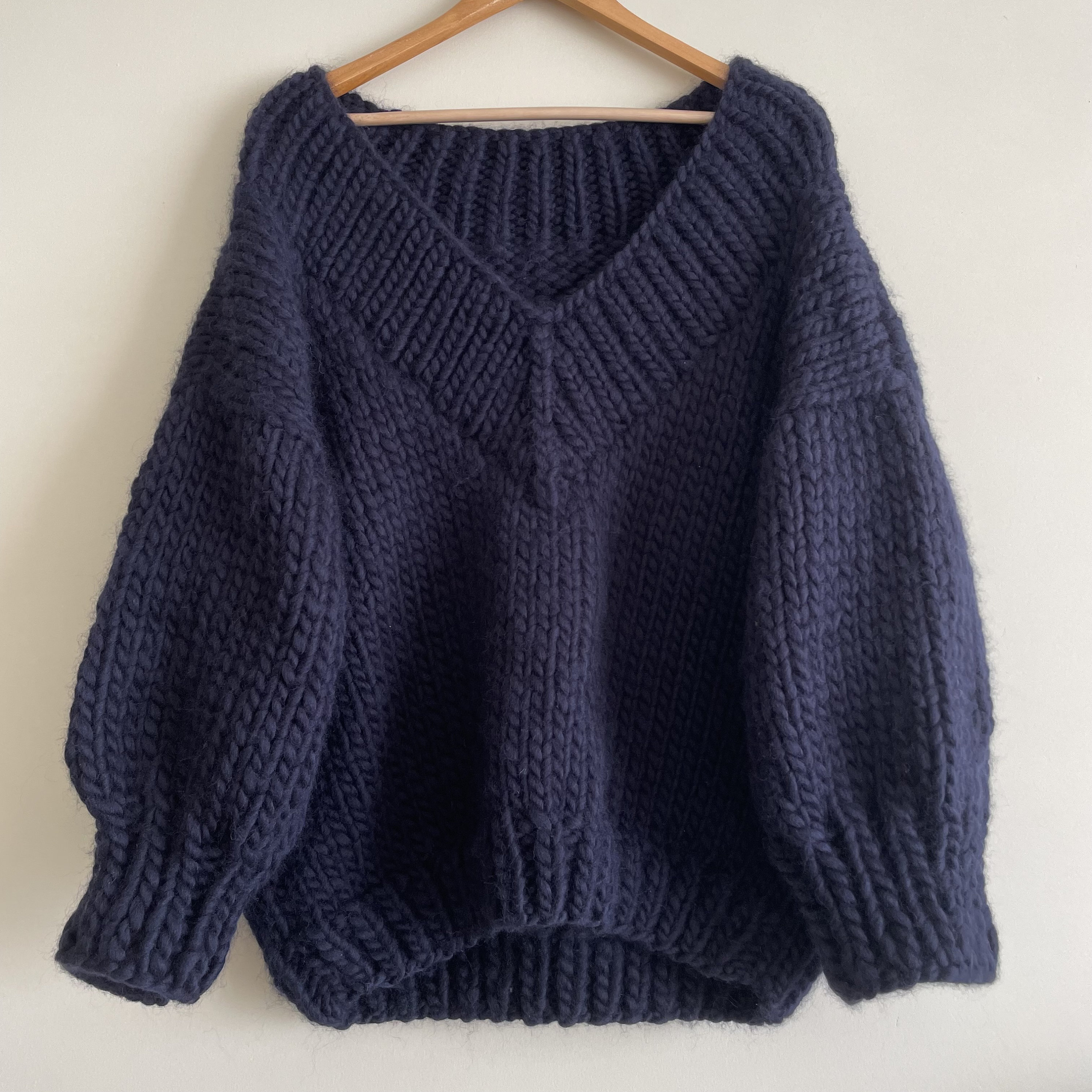 Ready to Ship, V-neck Wool Sweater, Hand Knit, Oversized Pullover ...