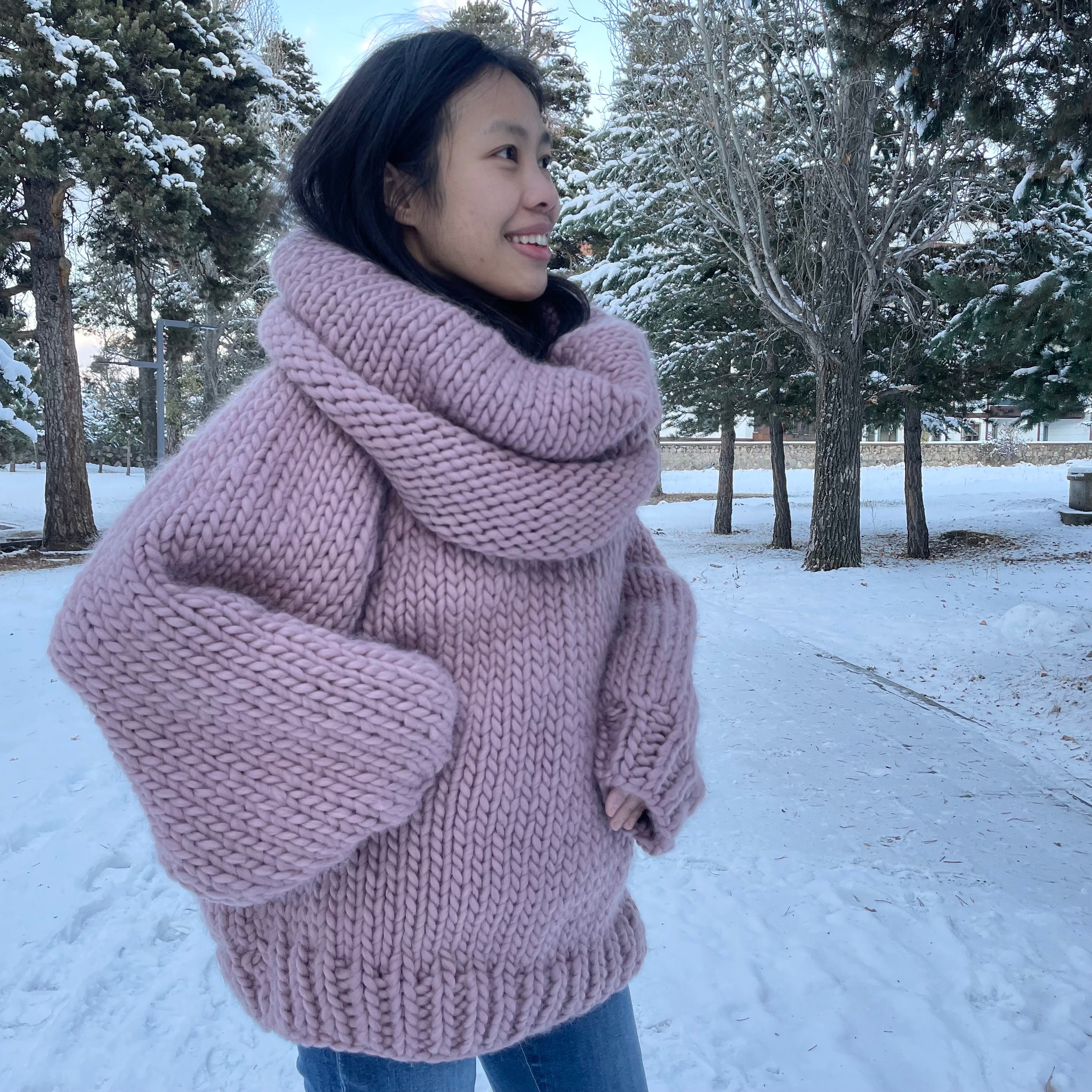 Knitted Turtle Neck Sweater, Roll Neck Pullover, Oversized Slipover ...