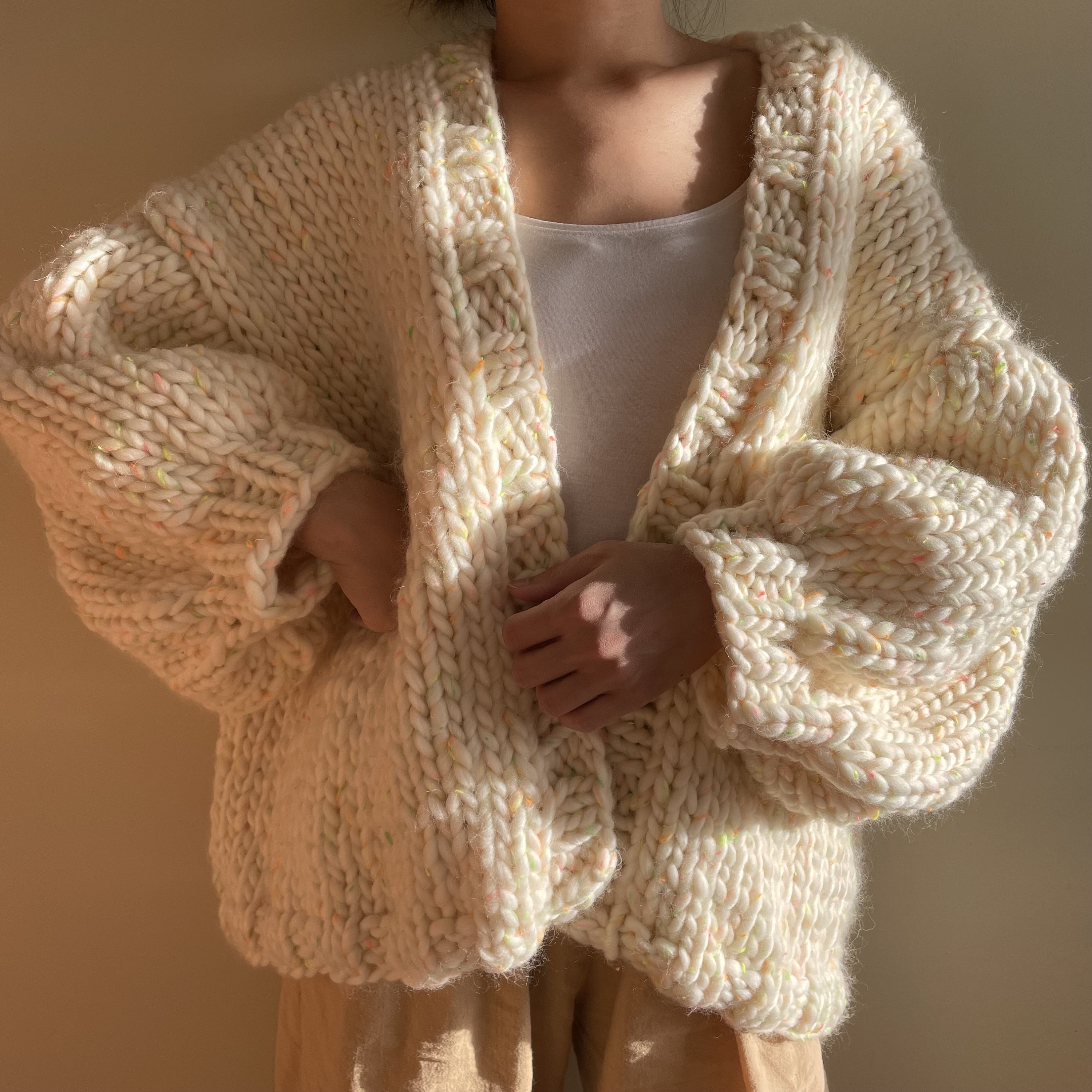 Oversized Chunky Wool Cardigan, Hand Knit Sweater, 100% Wool, Minimal ...