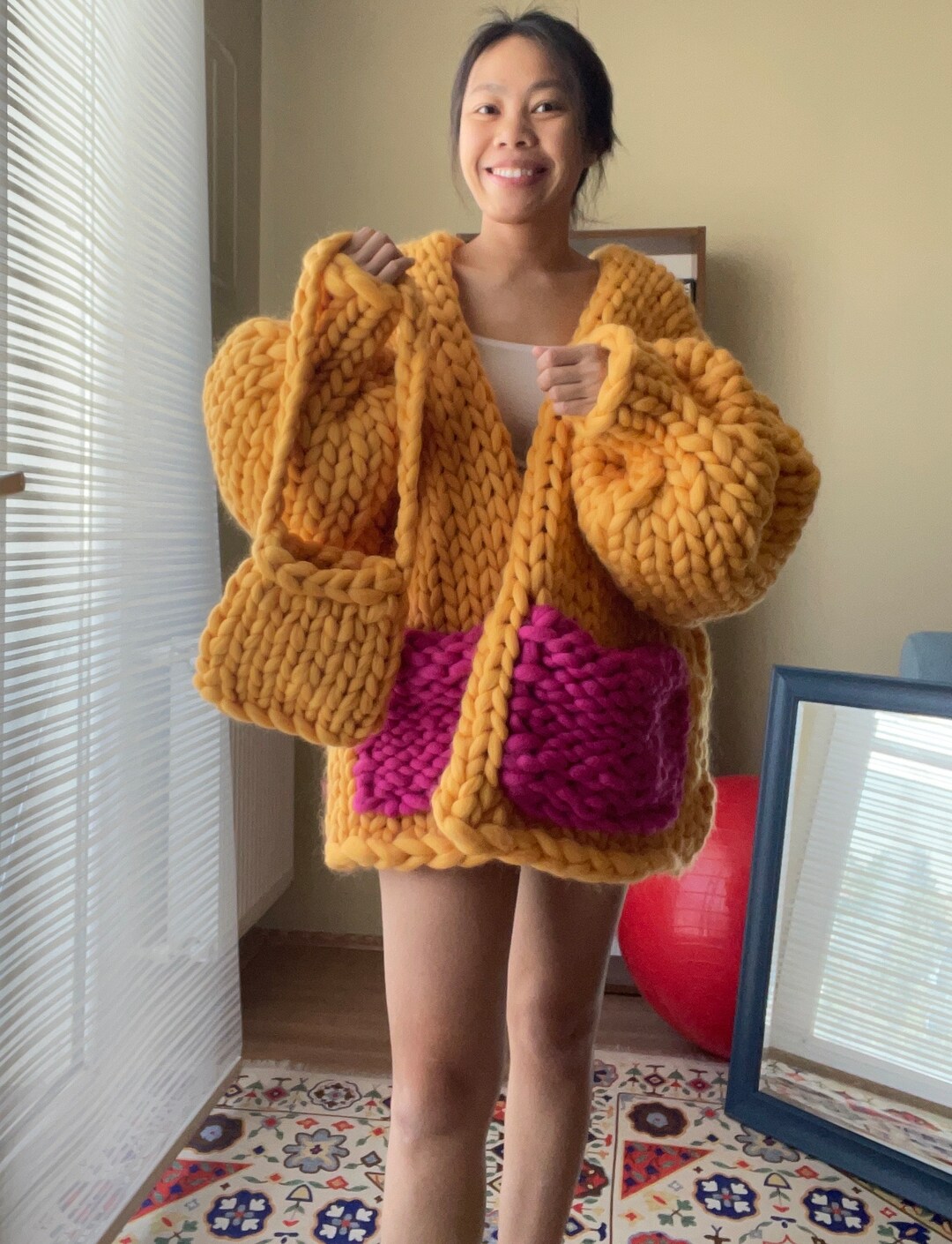 Customize Chunky Cardigan, Merino Wool, Pocket Sweater & Purse Bag ...