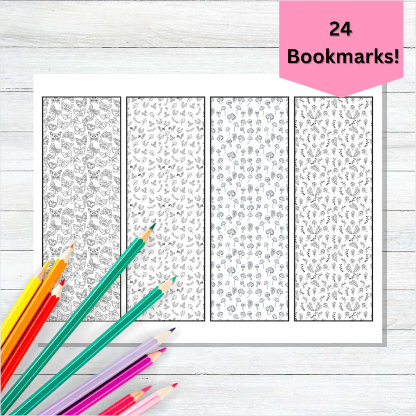 Printable Coloring Bookmarks, Coloring Pages Instant Download PDF ...