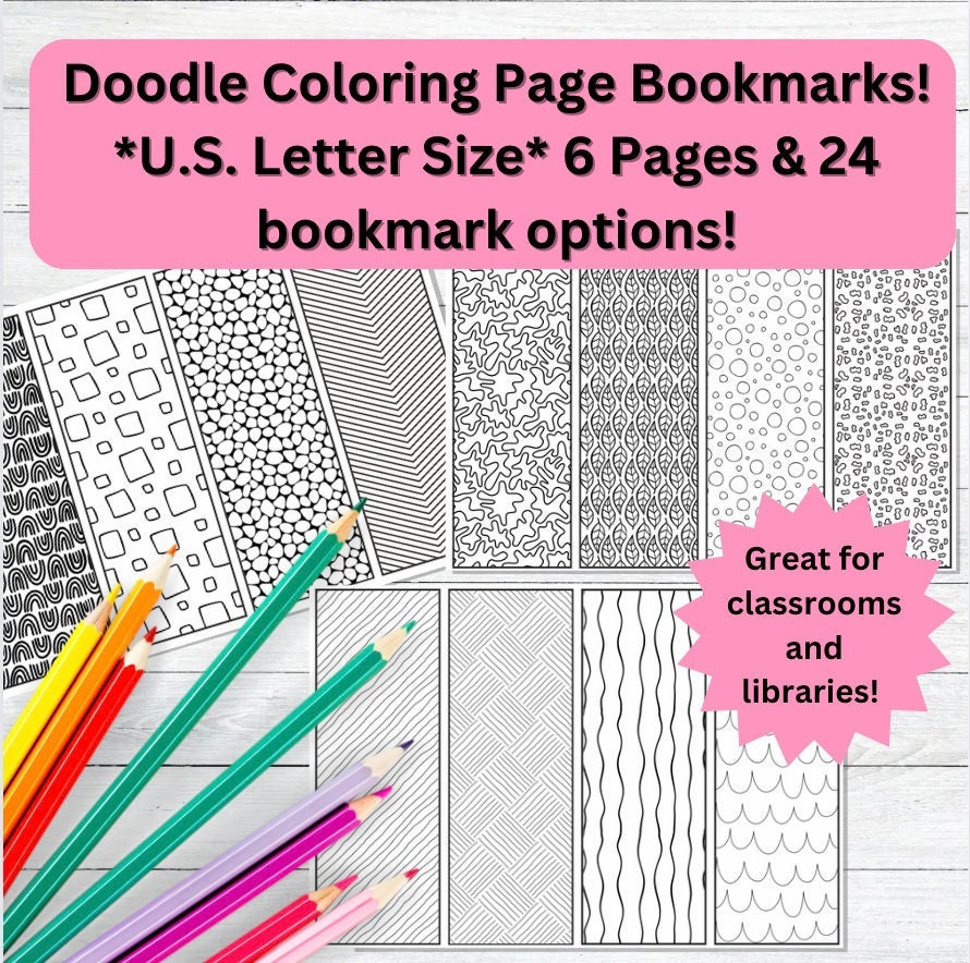 Printable Coloring Bookmarks, Coloring Pages Instant Download PDF ...