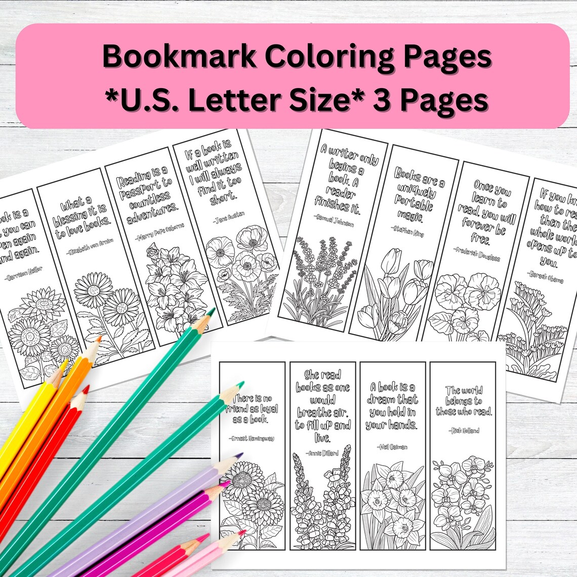 Printable Coloring Bookmarks, Coloring Pages Instant Download PDF ...