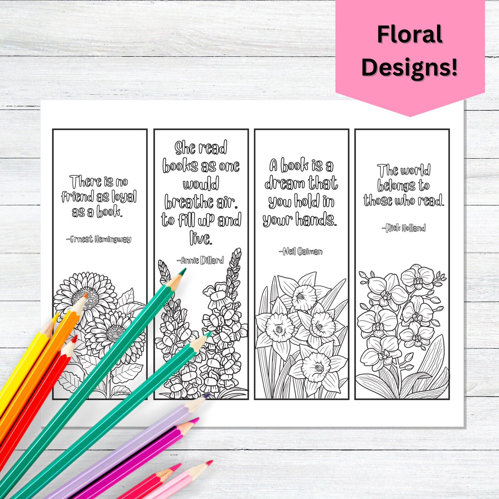 Printable Coloring Bookmarks, Coloring Pages Instant Download PDF ...