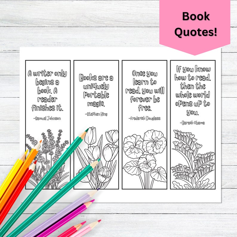 Printable Coloring Bookmarks, Coloring Pages Instant Download PDF ...