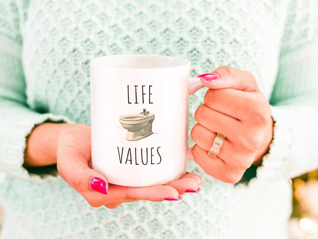 Bathroom Mug life Values Ceramic Mug, Bathroom Humor, Bidet, Humor ...