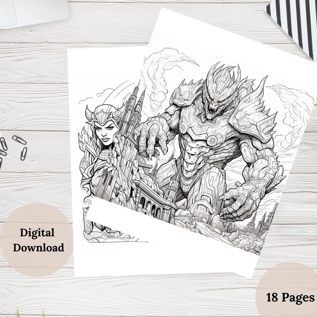 18 Fantasy Game Character Coloring Pages for Kids and - Etsy