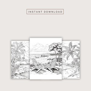 10 Beach Coloring Pages for Kids and Adults,summer Mood,summer ...