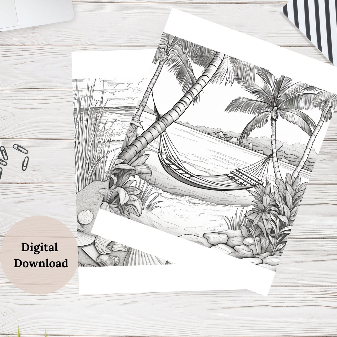 10 Beach Coloring Pages for Kids and Adults,summer Mood,summer ...