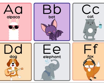 Animal Alphabet Letter Flashcards - Etsy