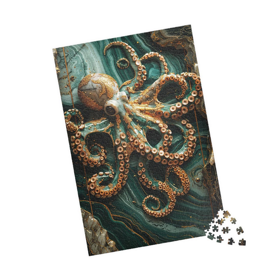 The Golden Octopus, Emerald, Gold & Marble Jigsaw Puzzle 252, 520, 1014 ...