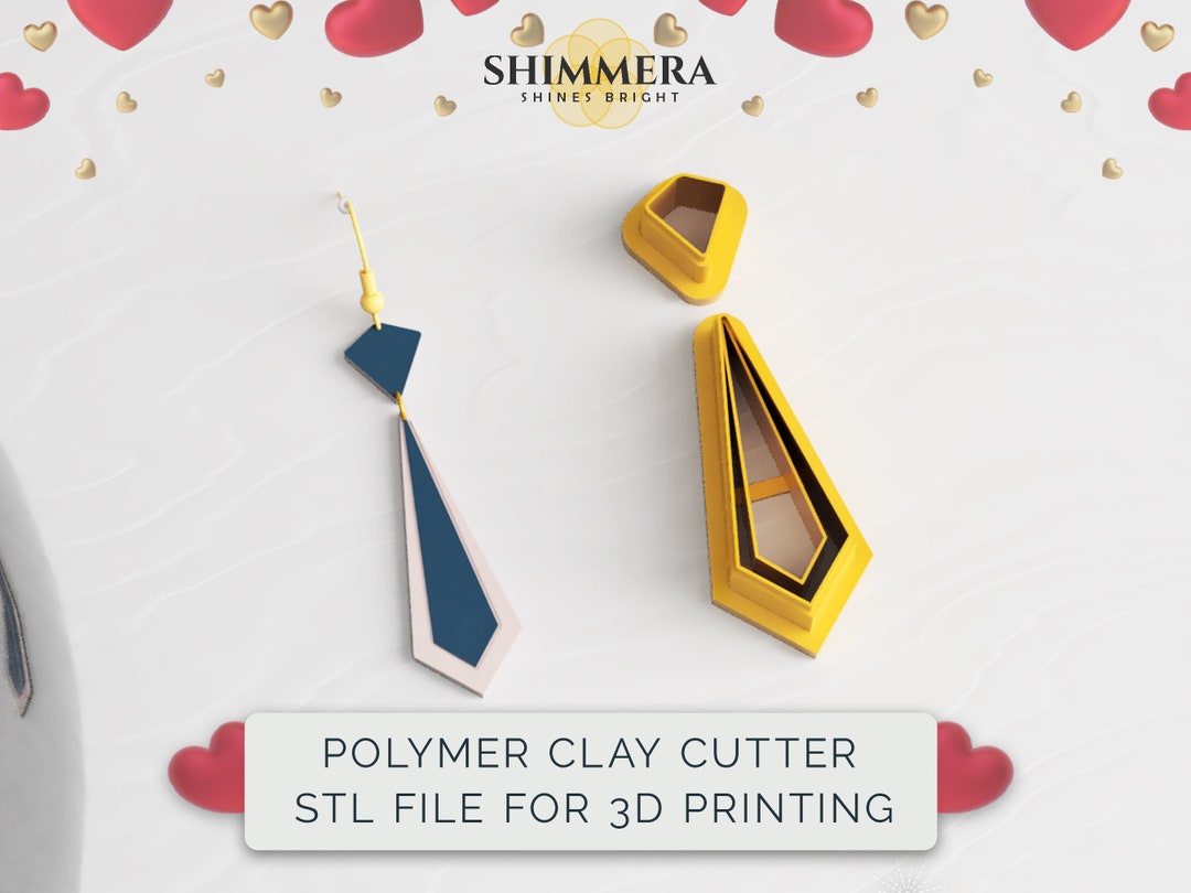 Necktie Earring Clay Cutter STL Necktie Double Color Polymer Clay ...