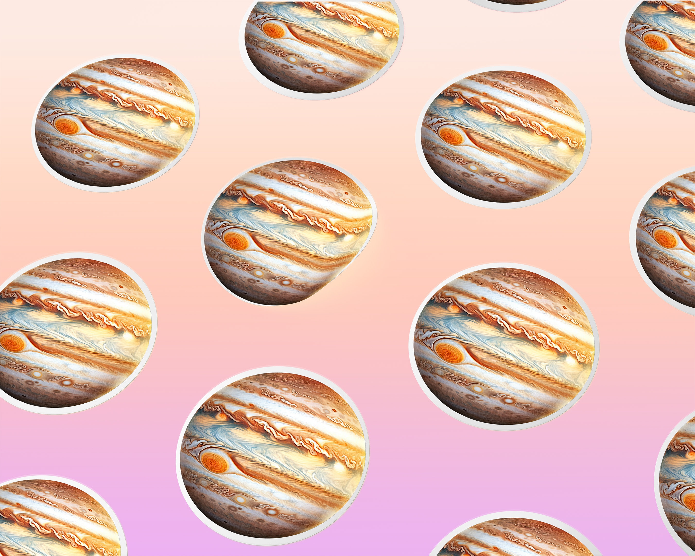 Jupiter Planet Sticker: Solar System Decor, Great Red Spot Decal ...