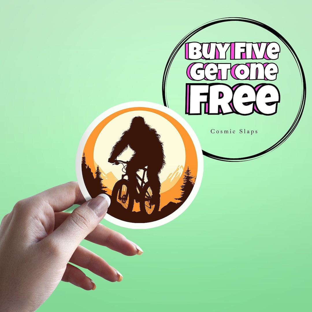 Bigfoot Mountain Bike Sticker: Sasquatch Riding Bicycle Decor - Etsy