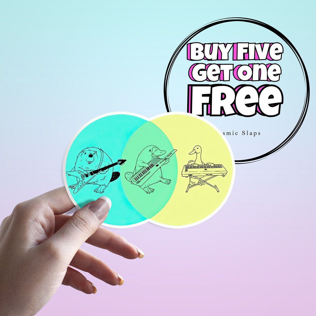 Funny Platypus Venn Diagram Sticker Animal Music Sticker, Keytar ...