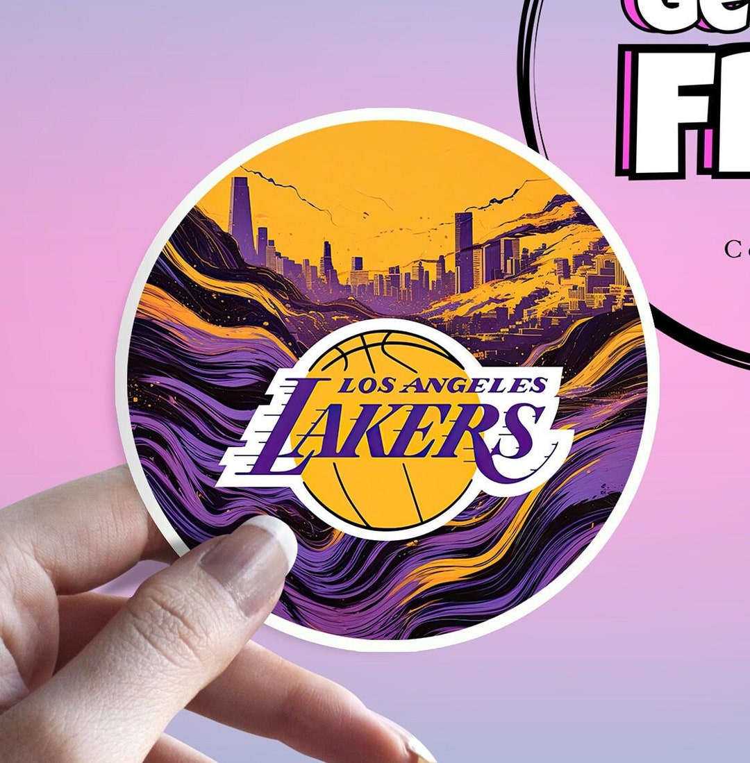 LA Lakers Sticker: Abstract Los Angeles Skyline Decal, Basketball ...