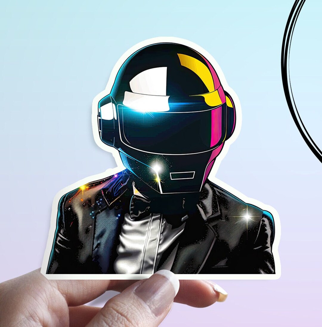 Daft Punk Sticker: Silver Helmet Tuxedo Electronic Duo Waterproof ...