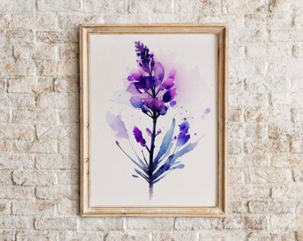 Lavender Flower Art Print Botanical Watercolors Illustration Instant ...