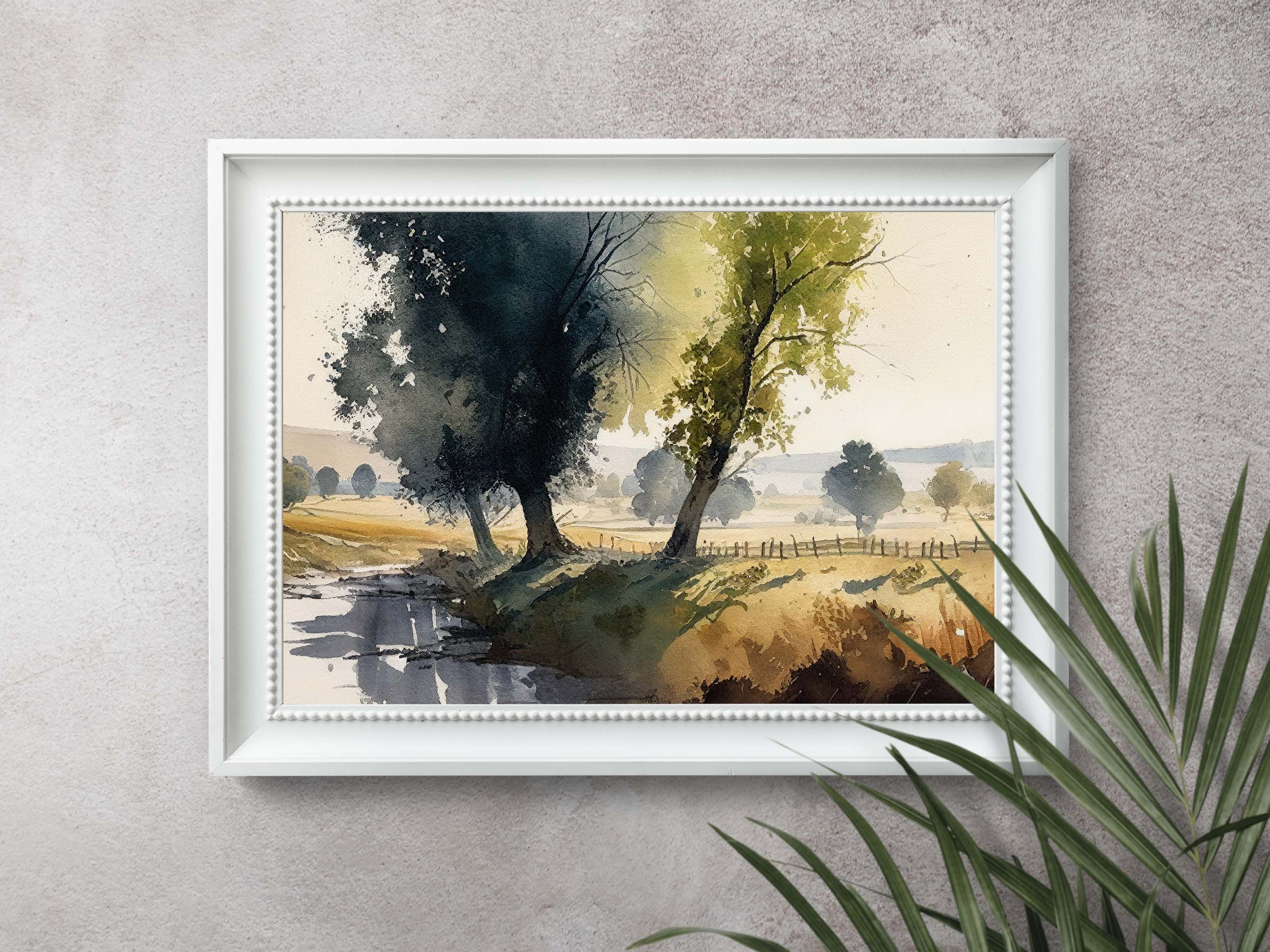 Pastoral Country Landscape | Watercolor Painting | Printable Wall Art ...