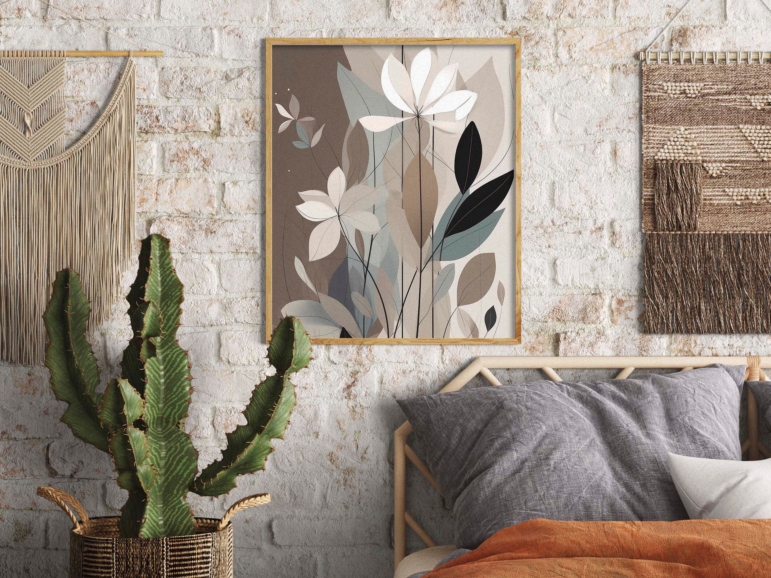 Earth Tone Flower Art Printable Wall Art Downloadable Vintage Home ...