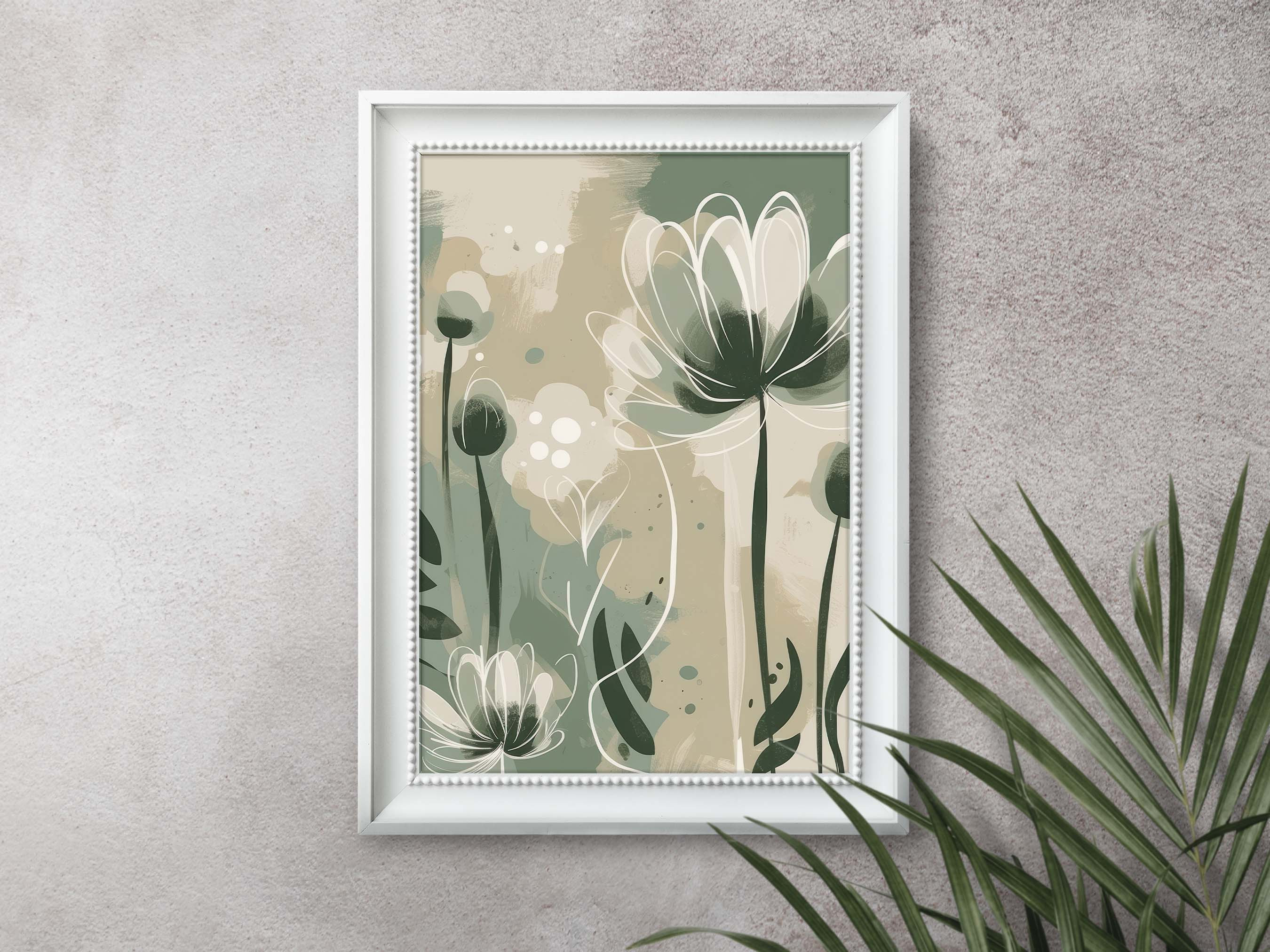 Sage Green Floral Digital Print | Printable Wall Art | Downloadable ...