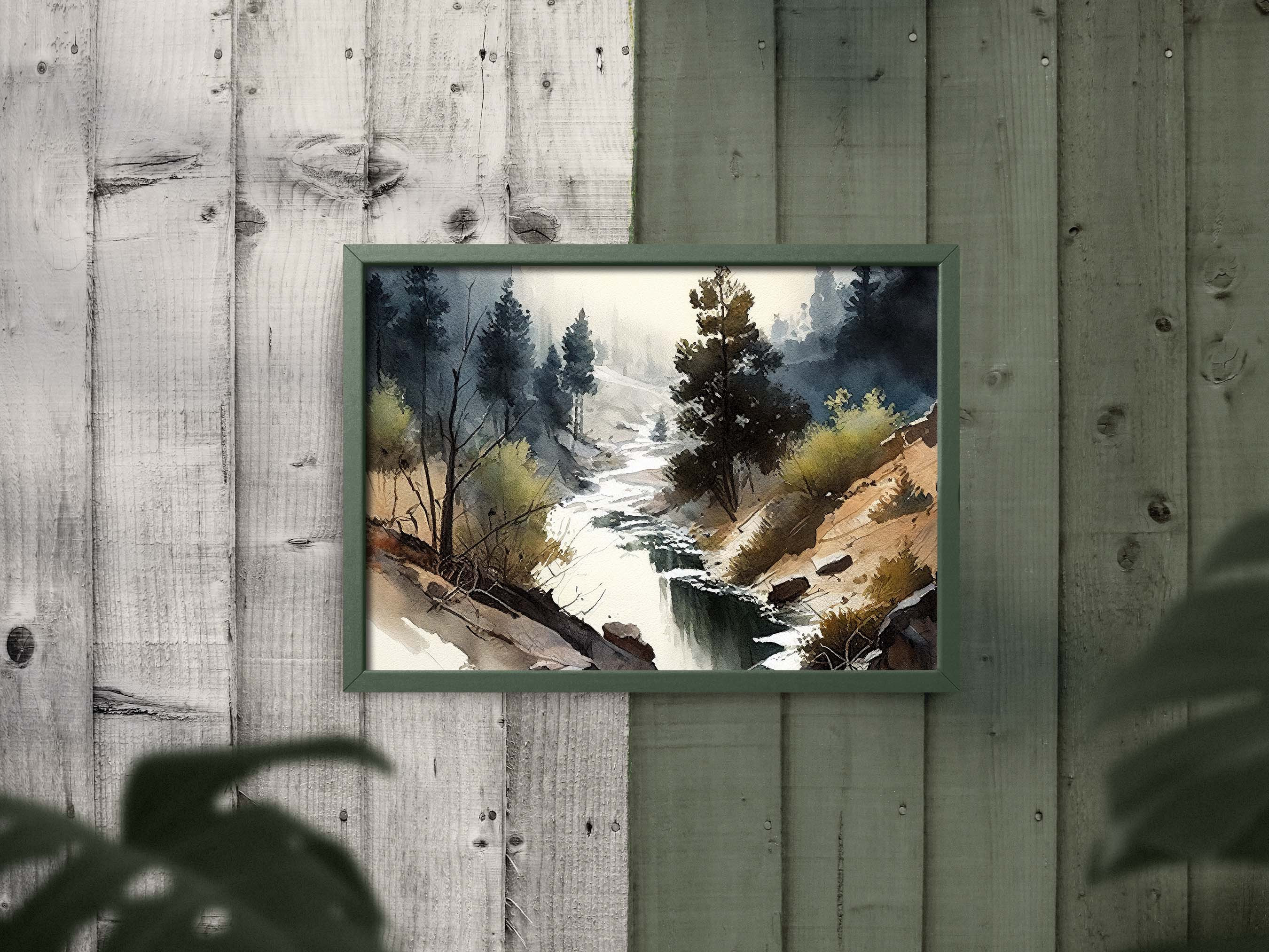 Gentle Forest Stream Watercolor Painting Printable Wall - Etsy
