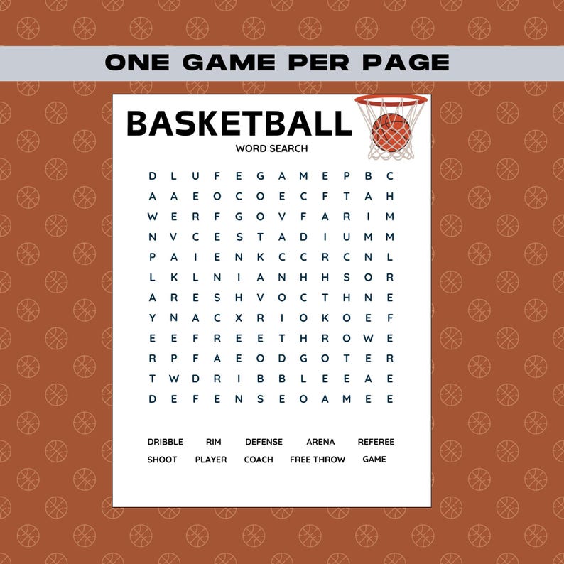 Basketball Word Search, Printable Basketball Word Search, Basketball ...