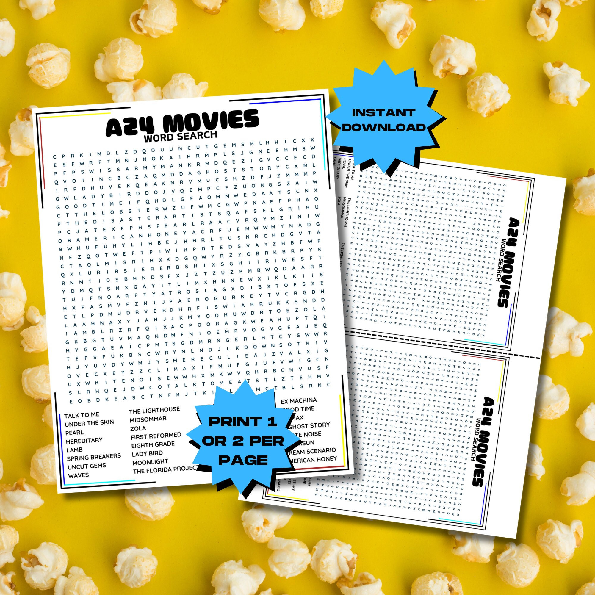 A24 Movies Word Search, Printable Party Games, Fun Games, Instant ...