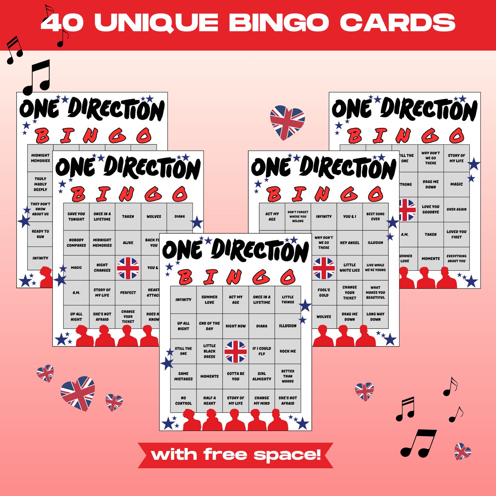 One Direction Bingo, 1D Merch, One Direction, Party Games, Printable ...