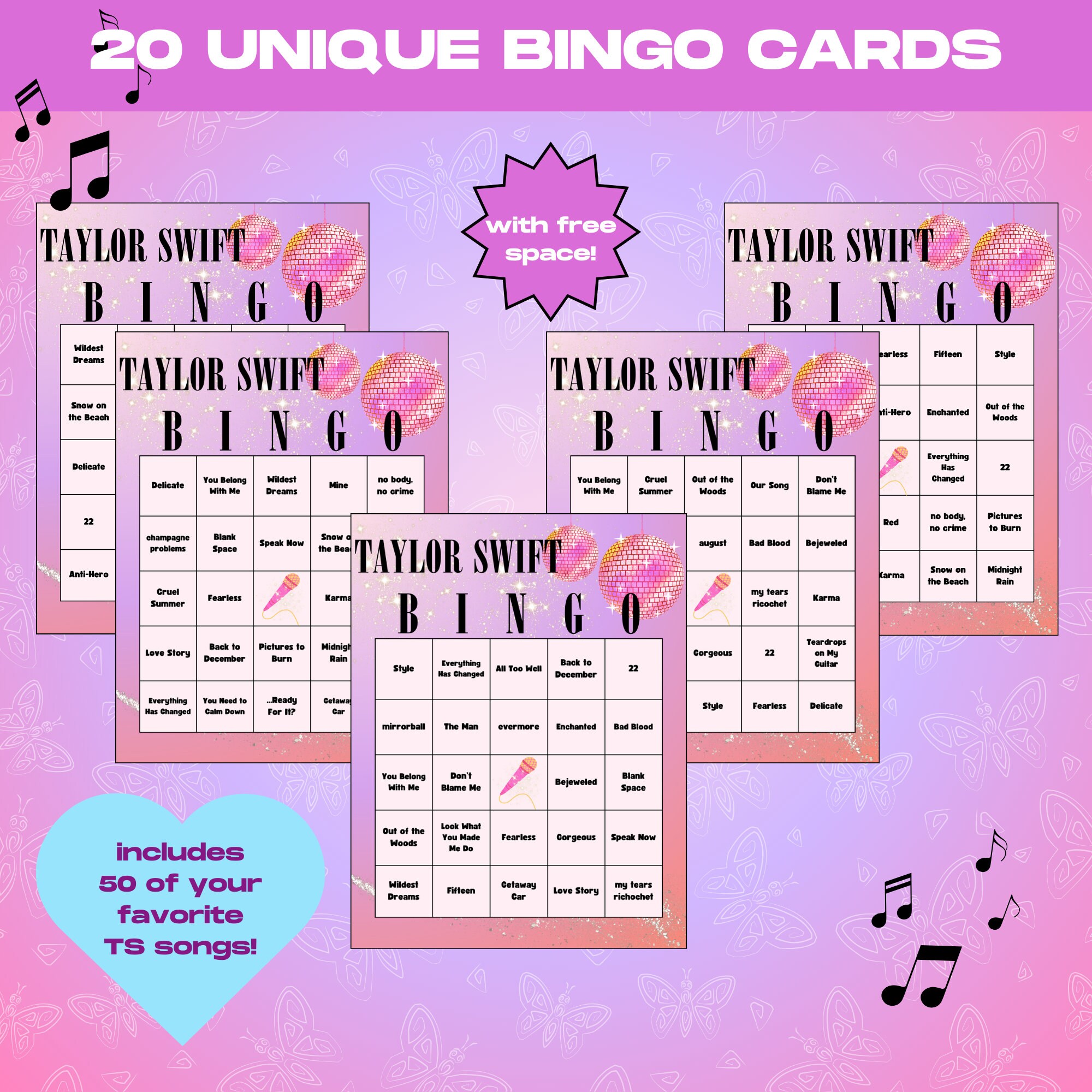Taylor Swift Bingo, Swiftie Party Games, Eras Tour Party, Printable ...