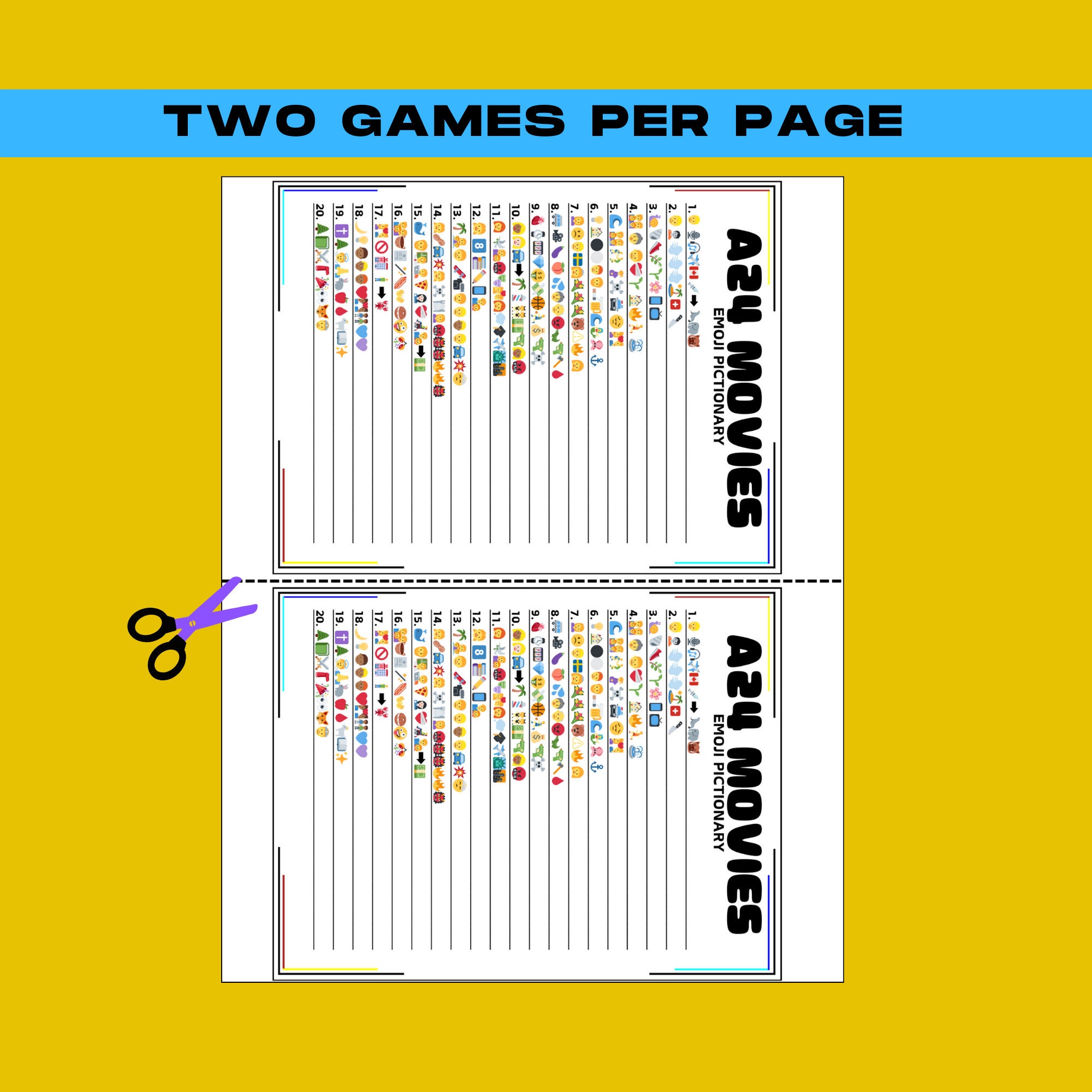 A24 Movies Emoji Pictionary, Printable Party Games, Fun Games, Instant ...