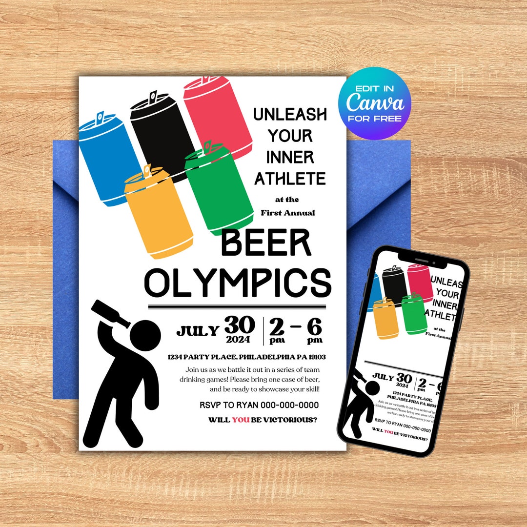 Beer Olympics, Beer Sports Party Invitation, Beer Sports Birthday Party ...