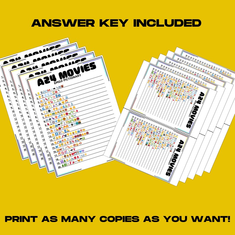 A24 Movies Emoji Pictionary, Printable Party Games, Fun Games, Instant ...