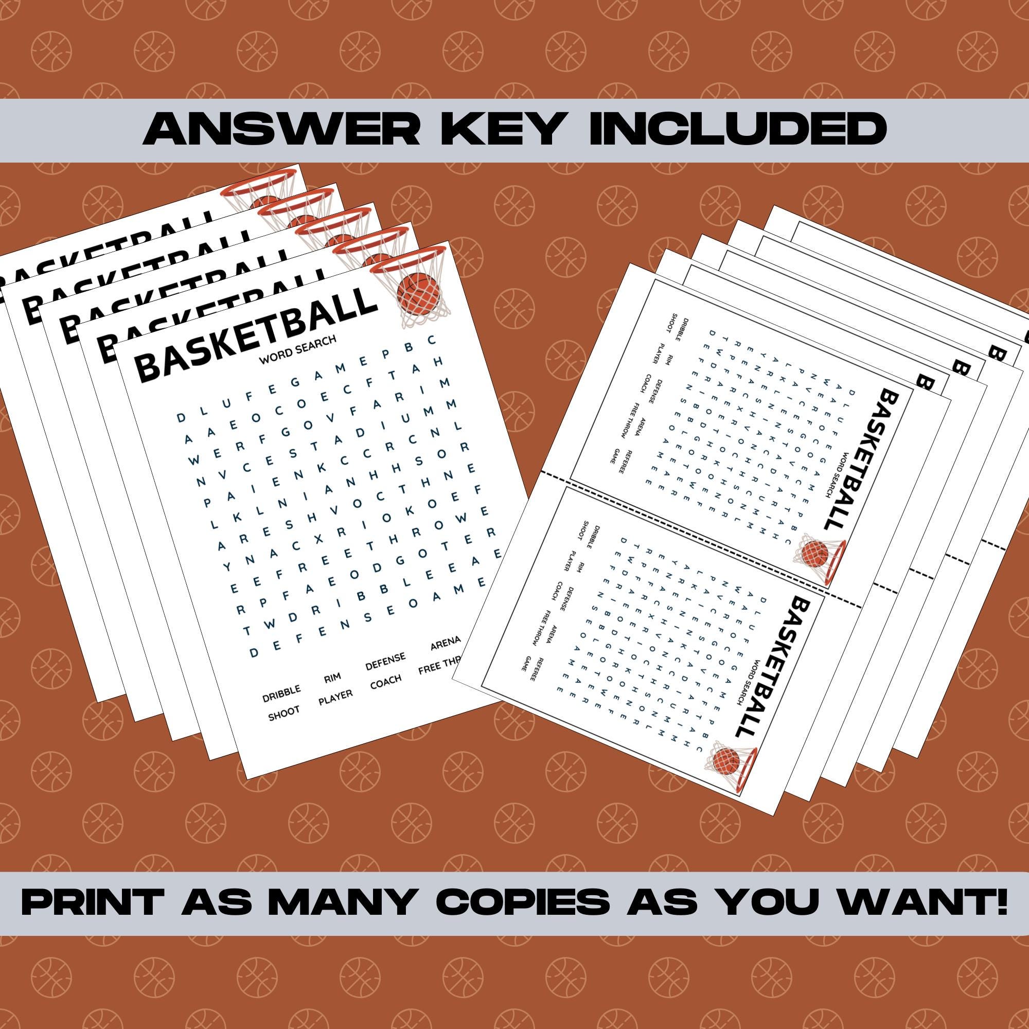 Basketball Word Search, Printable Basketball Word Search, Basketball ...