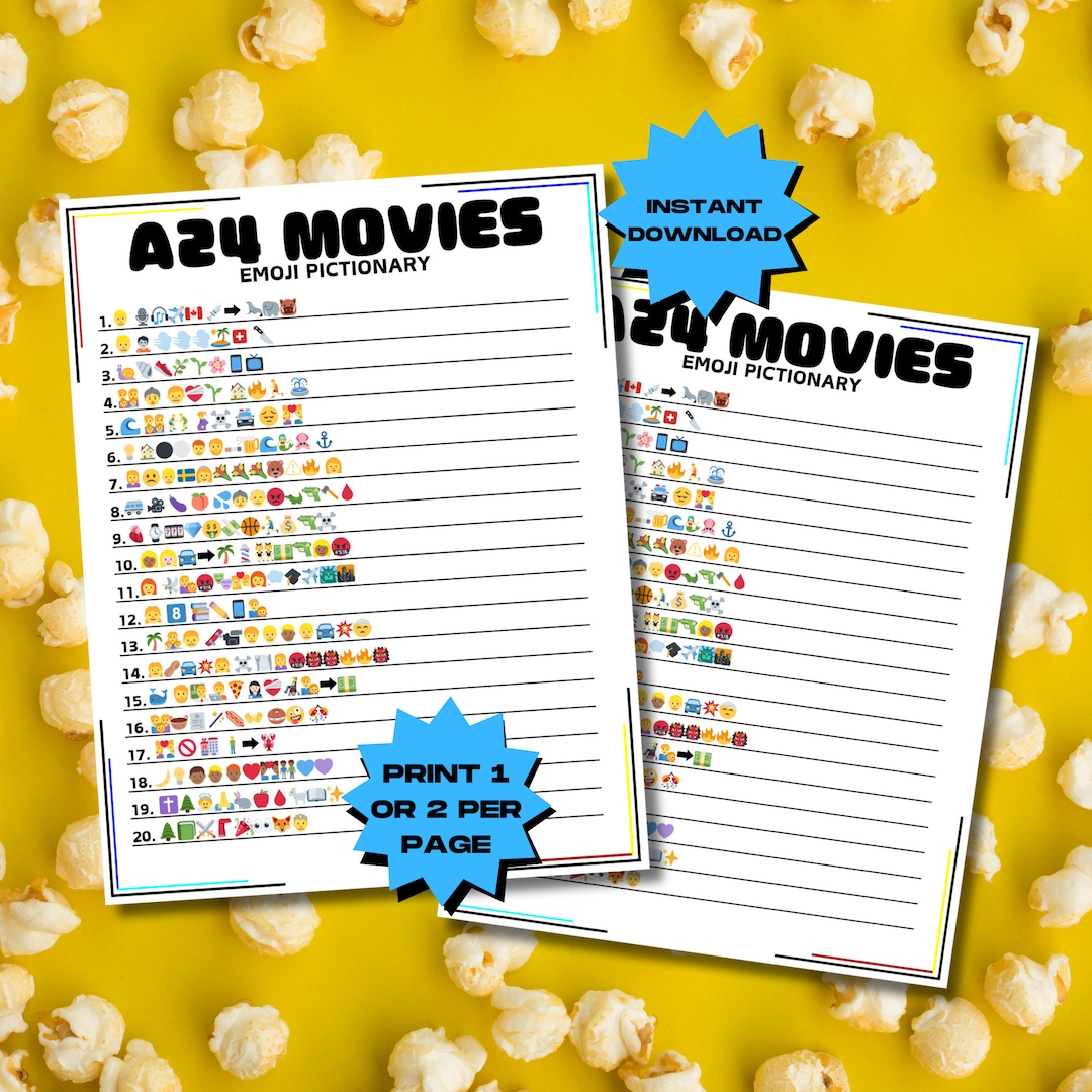 A24 Movies Emoji Pictionary, Printable Party Games, Fun Games, Instant ...