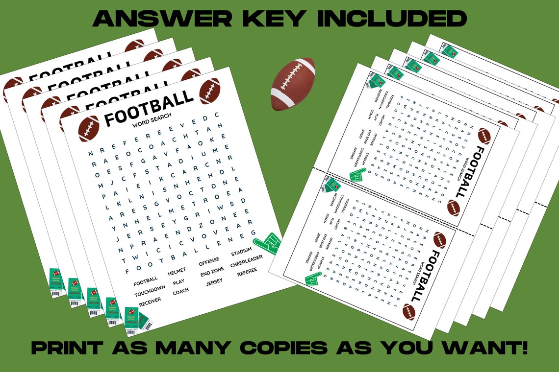 Football Word Search, Printable Football Word Search, Printable Party ...