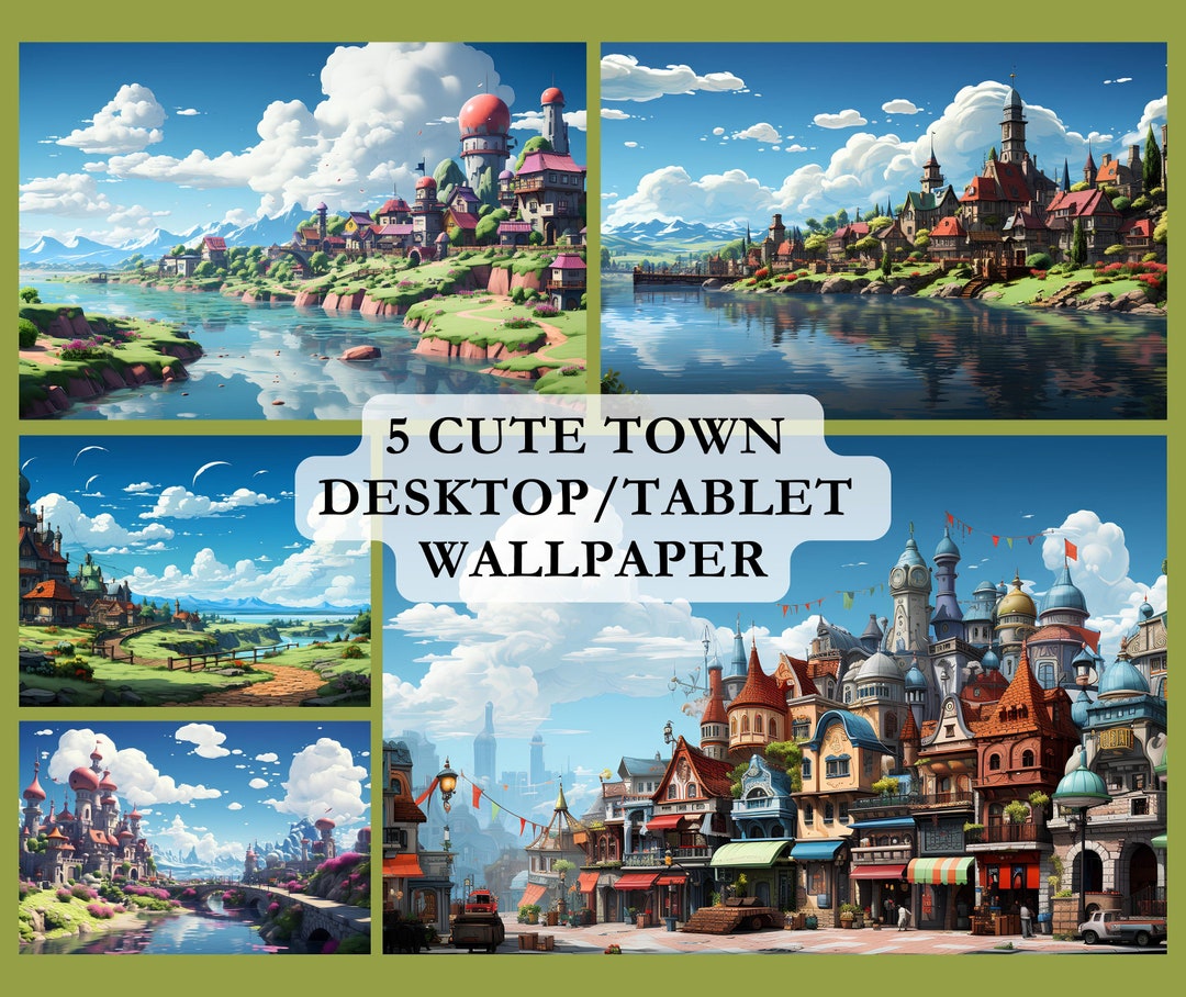 Set of 5 Cute 8-bit Town Wallpapers Desktop/tablet Digital - Etsy
