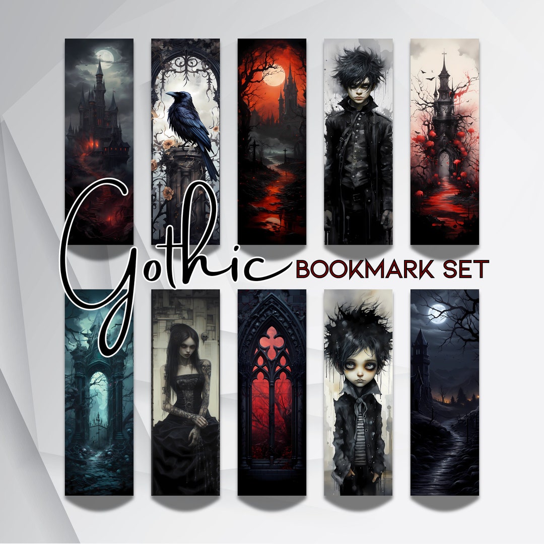 Gothic Printable Bookmark Set | 10 Unique Dark Aesthetic Bookmarks for ...