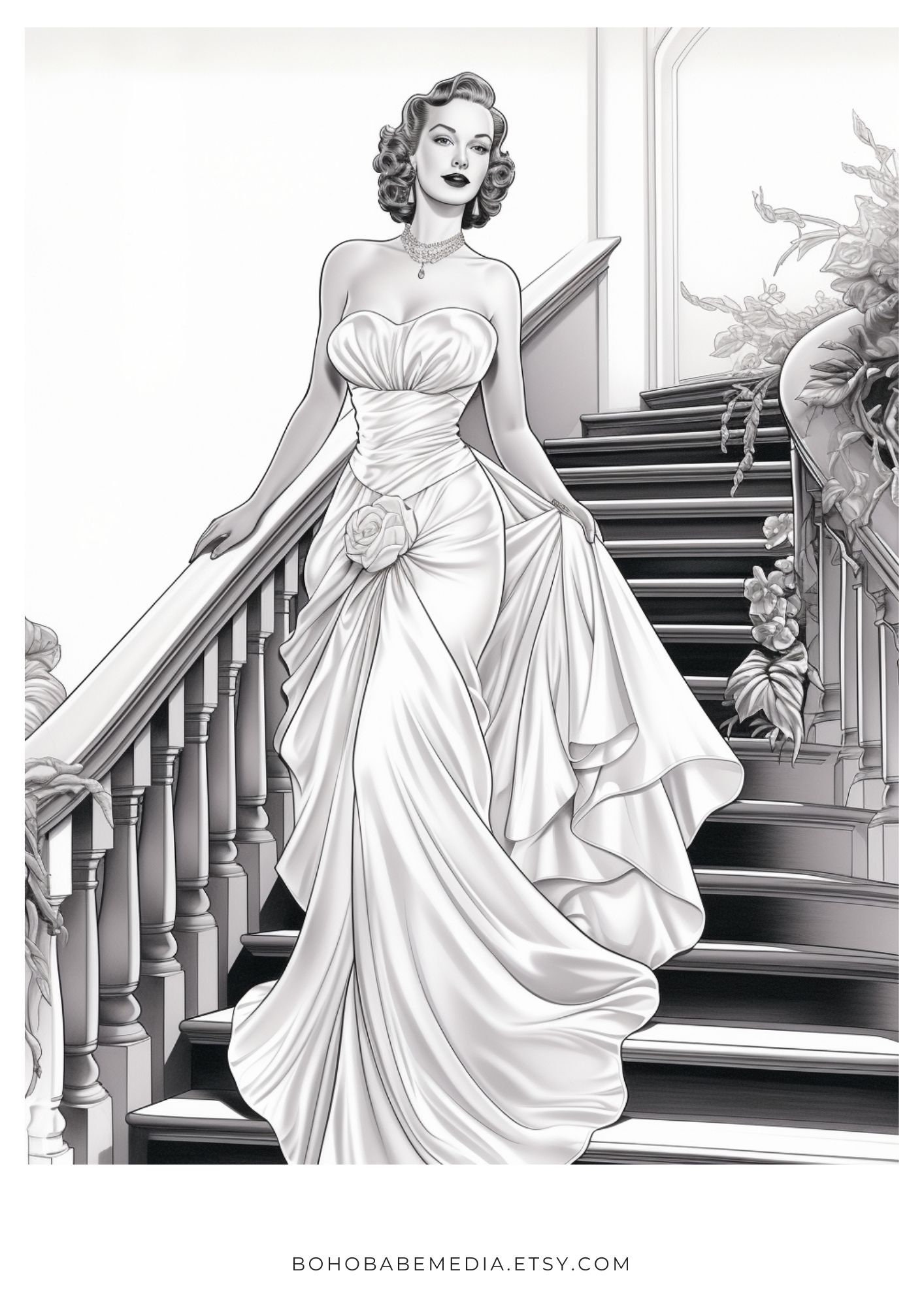 1940's Fashion Glamour Coloring Pages VOLUME 2 Printable Adult Coloring ...