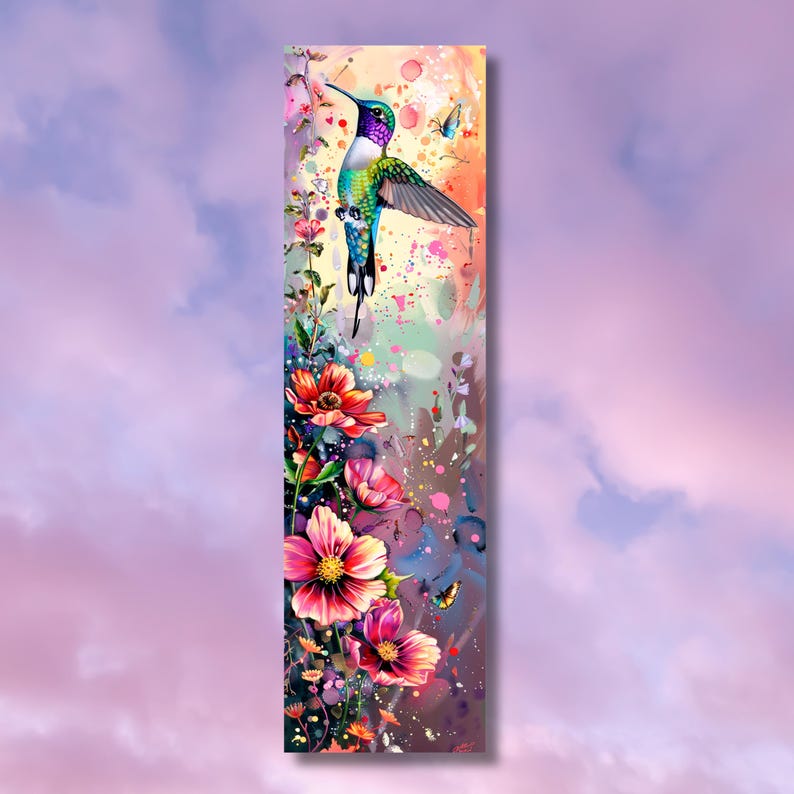 Printable Digital Bookmark Set | Hummingbirds | Floral Watercolor ...