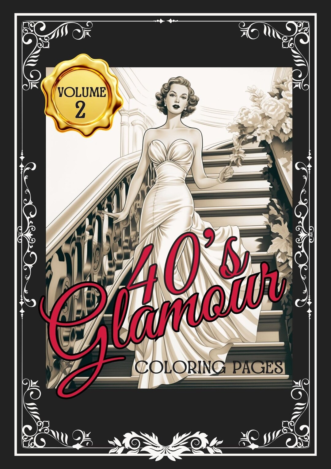 1940's Fashion Glamour Coloring Pages VOLUME 2 Printable Adult Coloring ...