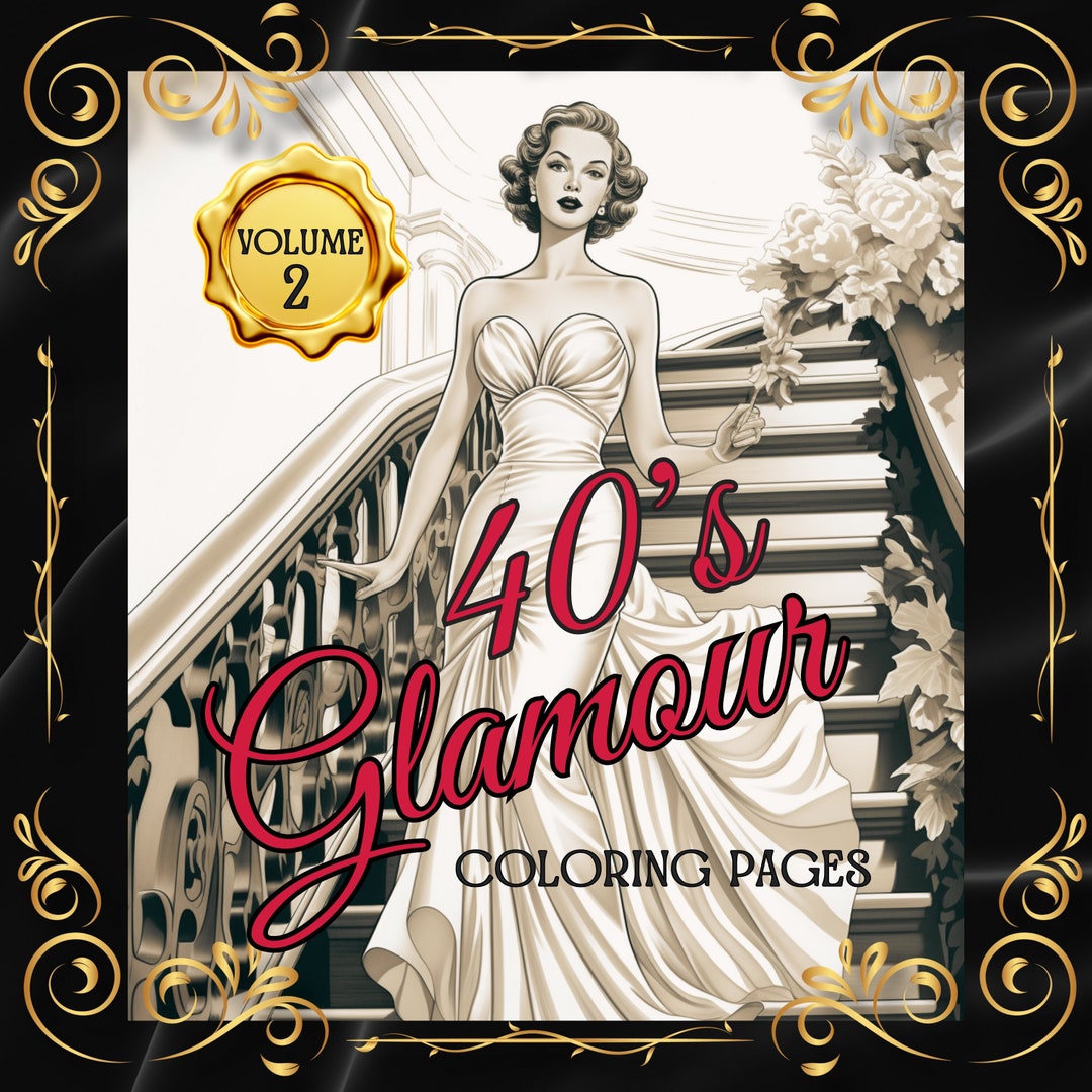 1940's Fashion Glamour Coloring Pages VOLUME 2 Printable Adult Coloring ...