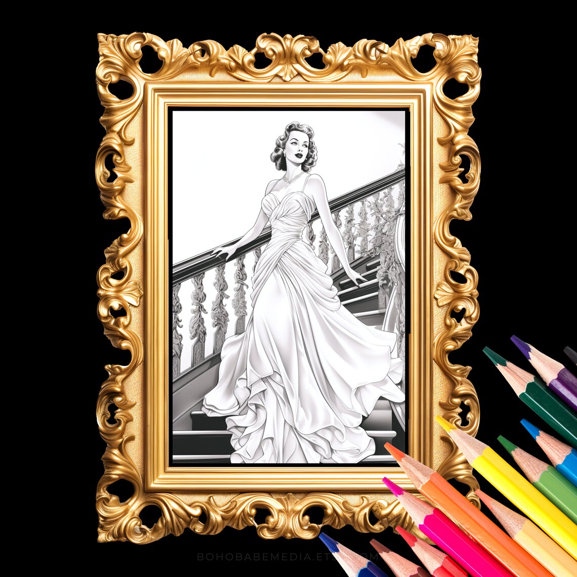 1940's Fashion Glamour Coloring Pages VOLUME 2 Printable Adult Coloring ...