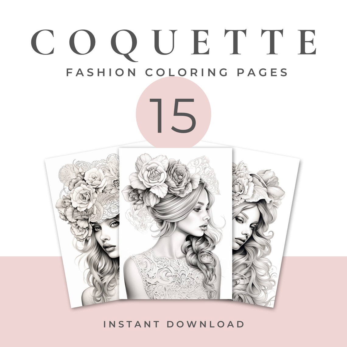 COQUETTE Fashion Adult Girls Coloring Pages INSTANT Download 15 PAGE ...