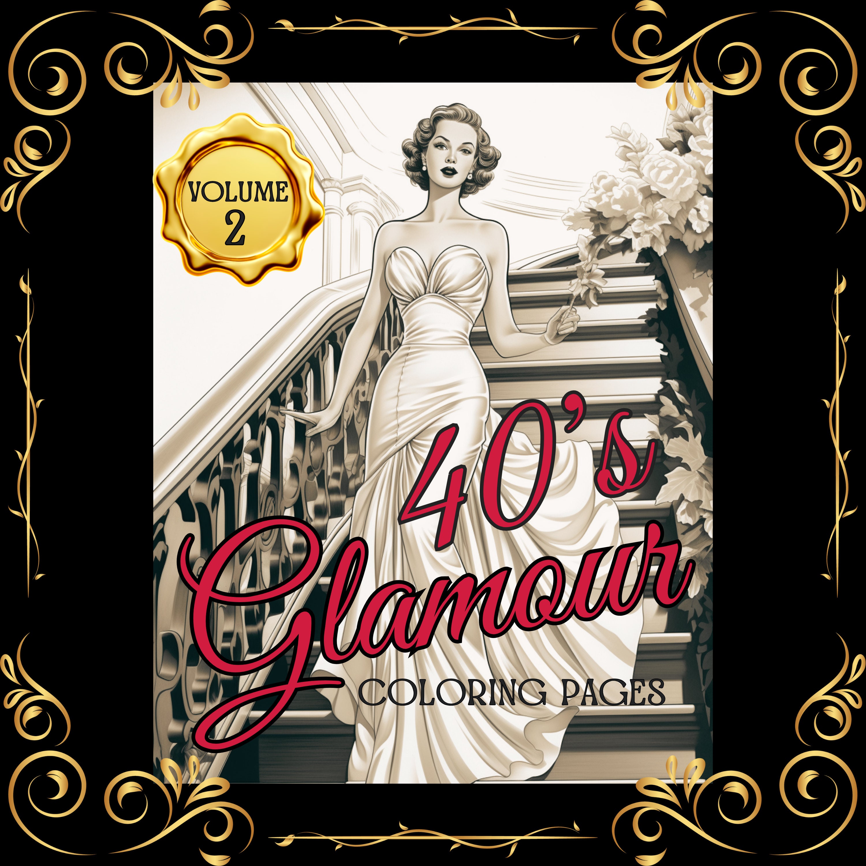 1940's Fashion Glamour Coloring Pages VOLUME 2 Printable Adult Coloring ...