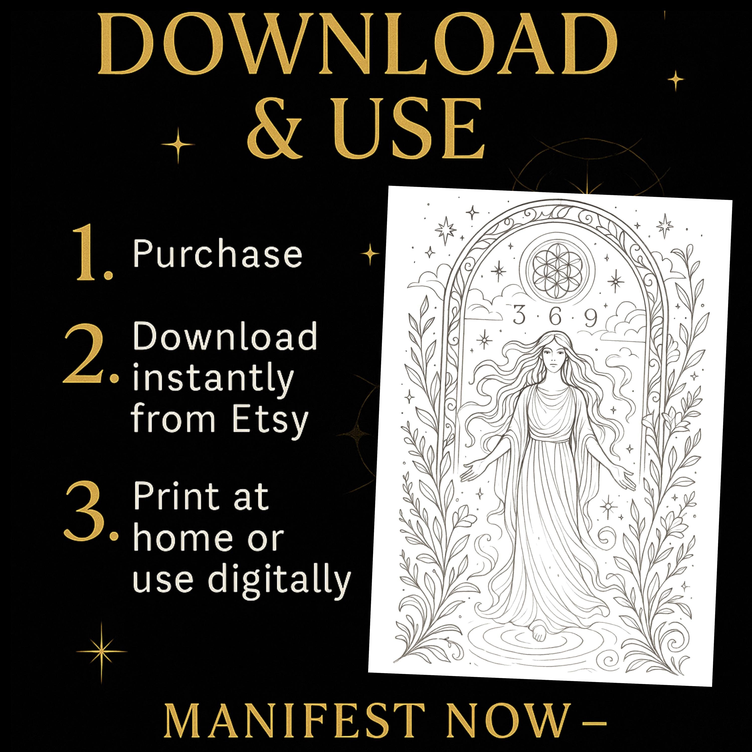 ABUNDANCE Coloring Page 3 6 9 Sacred Geometry MANIFEST Printable Law of ...