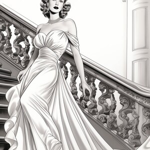 1940s FASHION Glamour COLORING Pages | 5 PRINTABLE Adult Coloring Pages ...