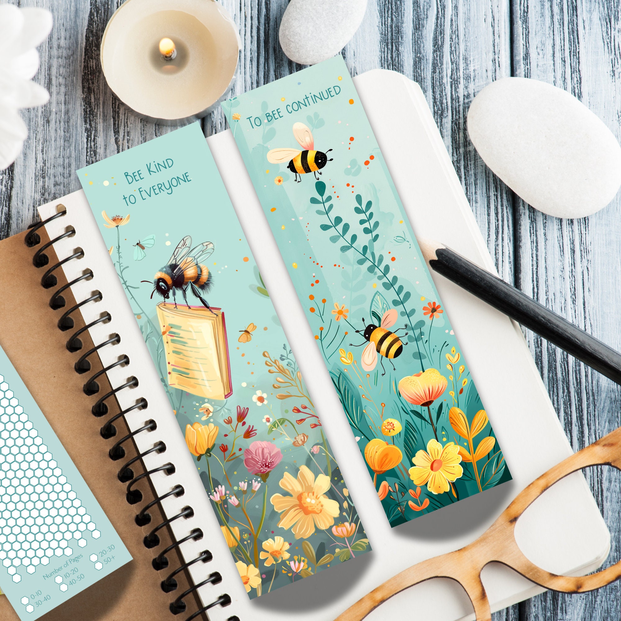 5 Bookmarks PRINTABLE Bee Reading Tracker Cute Flower Aesthetic Booktok ...